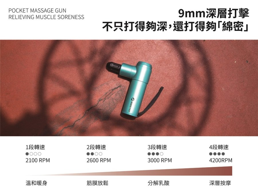 Booster MINI 2 肌肉放鬆迷你強力筋膜槍 - Booster專業運動恢復品牌｜筋膜槍、按摩槍、按摩滾筒